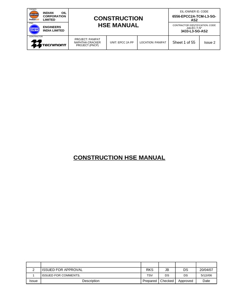 Banu Construction Hse Manual | PDF | Safety | Regulatory Compliance