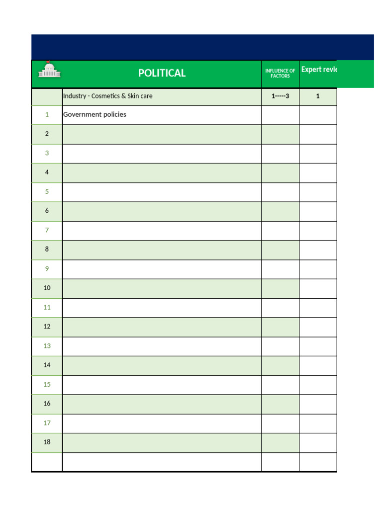 Pestle Excel Example | PDF | Political Economy | Economics