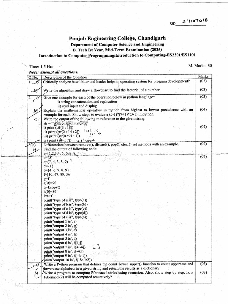 Python Mid Sem | PDF