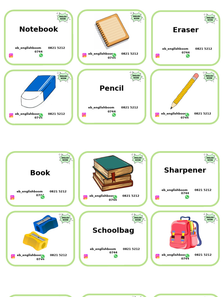 Classroom Objects Flashcards | PDF | Writing Implements | Stationery