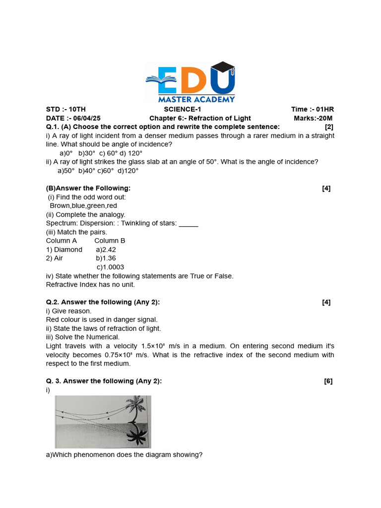 Science 1 Question Paper | PDF