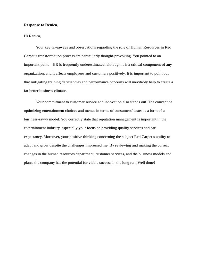 Response To Renica | PDF