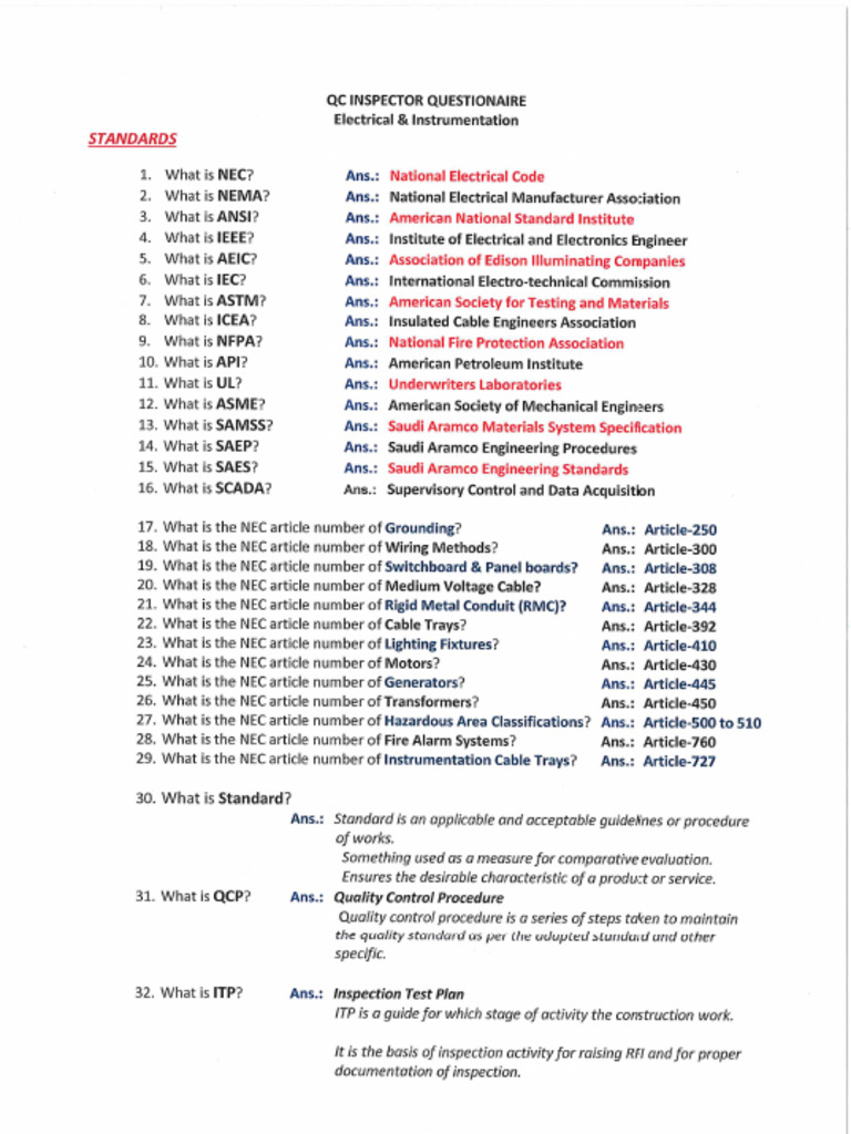 Interview Qaqc Questions - 201309231131 | PDF