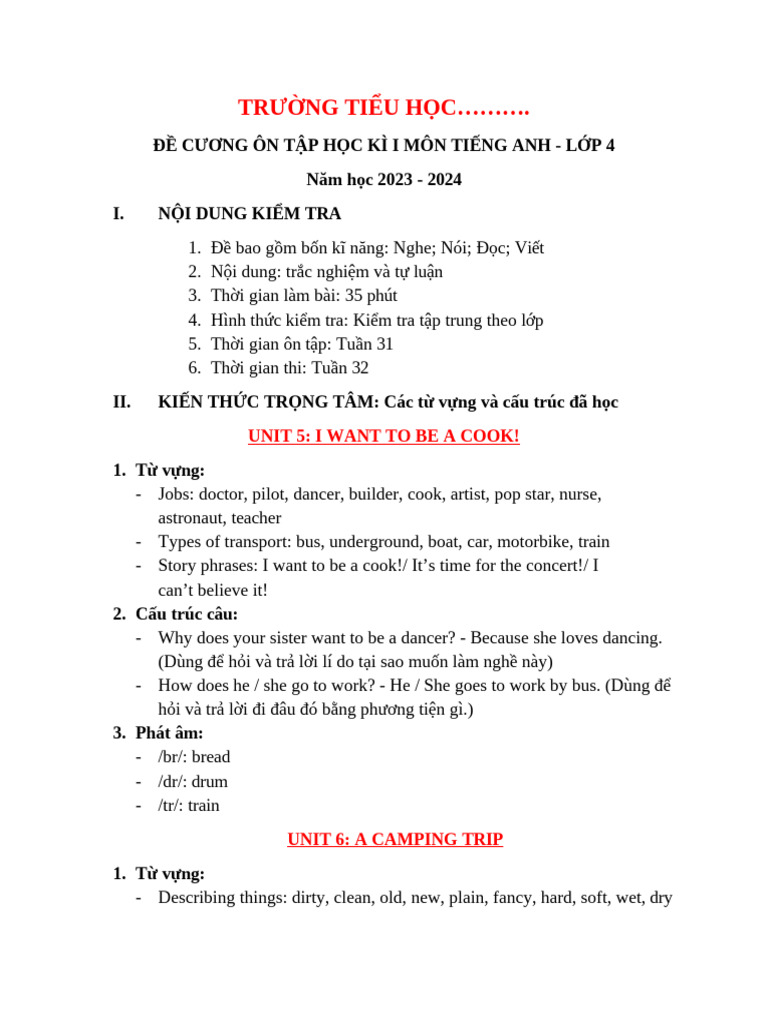 De Cuong HK2 Anh 4 English Discovery | PDF