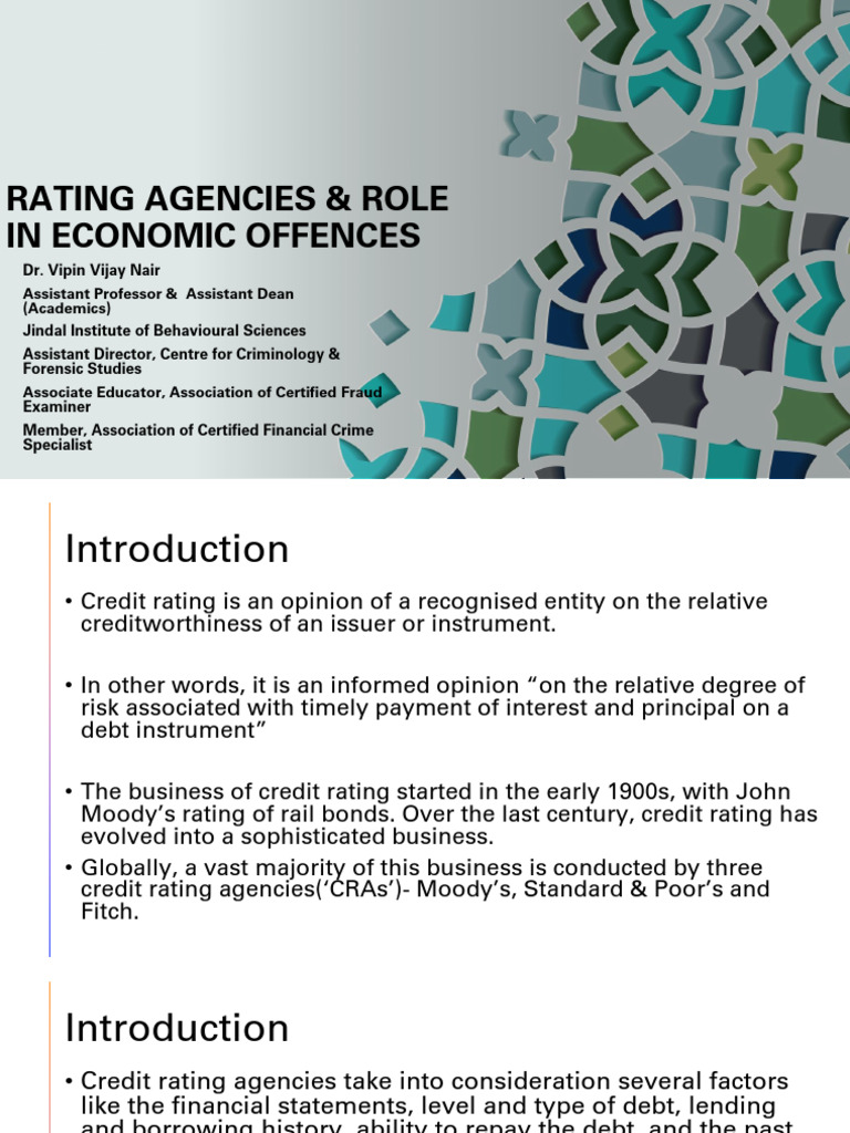 Role of Rating Agencies in Economic Offences | PDF | Credit Rating ...