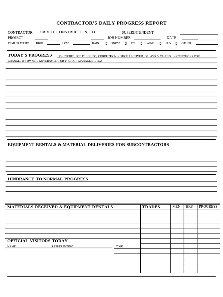 Contractor - S Daily Progress Report | PDF