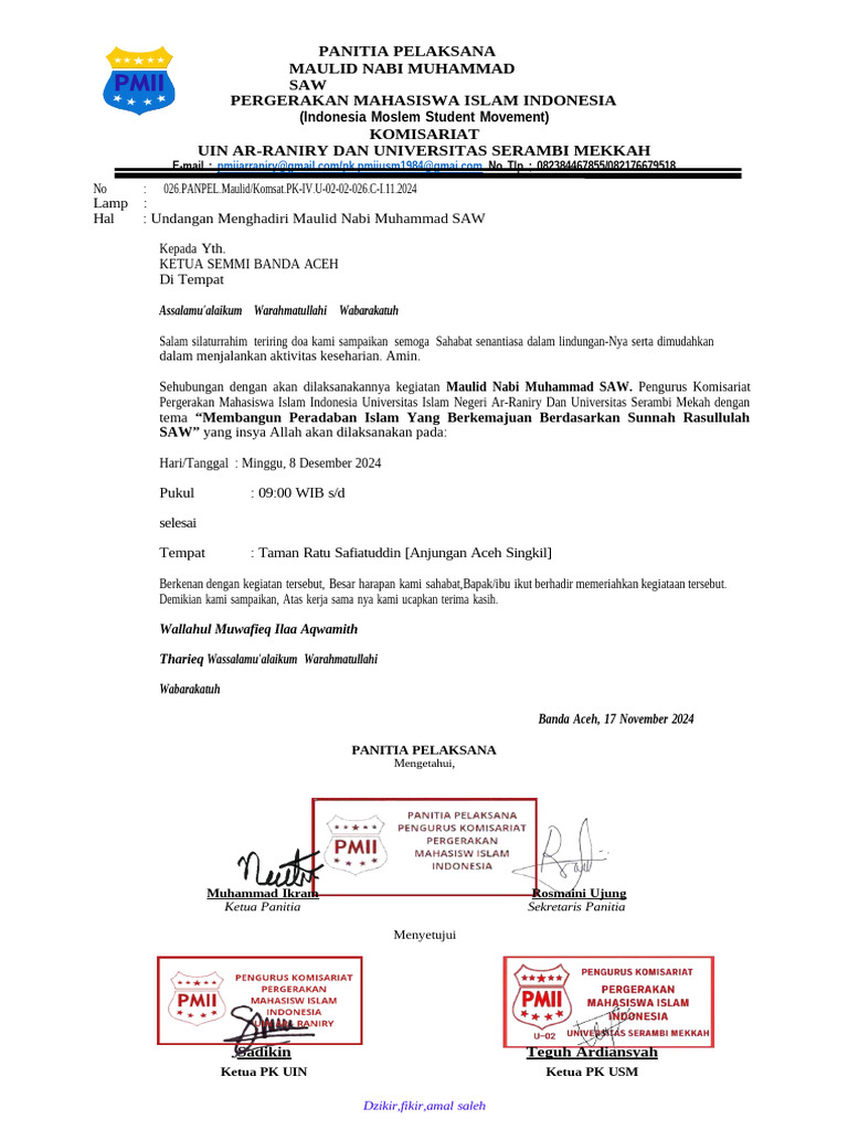 Surat Undangan PMII | PDF