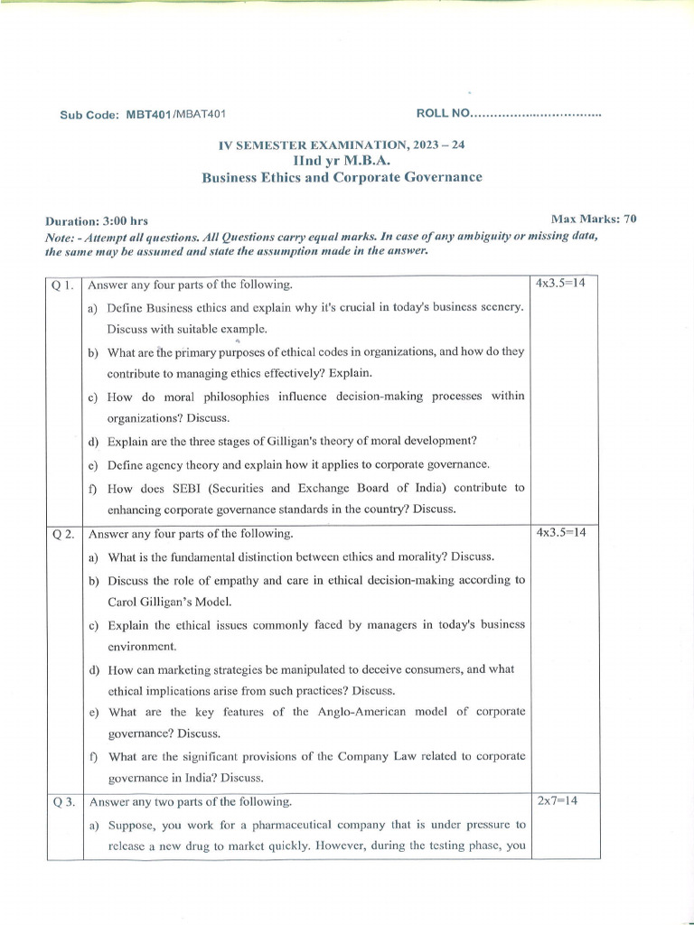 Business Ethics & Corporate Governance | PDF