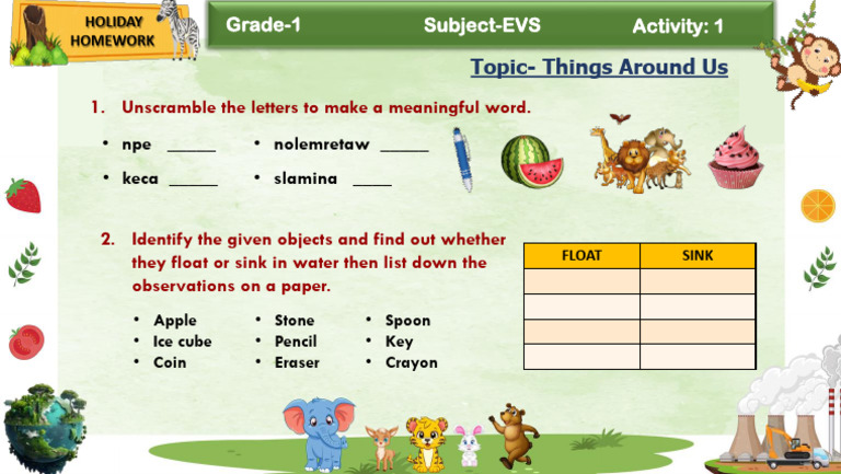 Grade 1 EVS Activity-1 | PDF