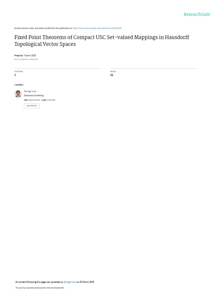 Yuan No6 Preprint Paper Fixed Point Theorems for Compact USC Mappings ...