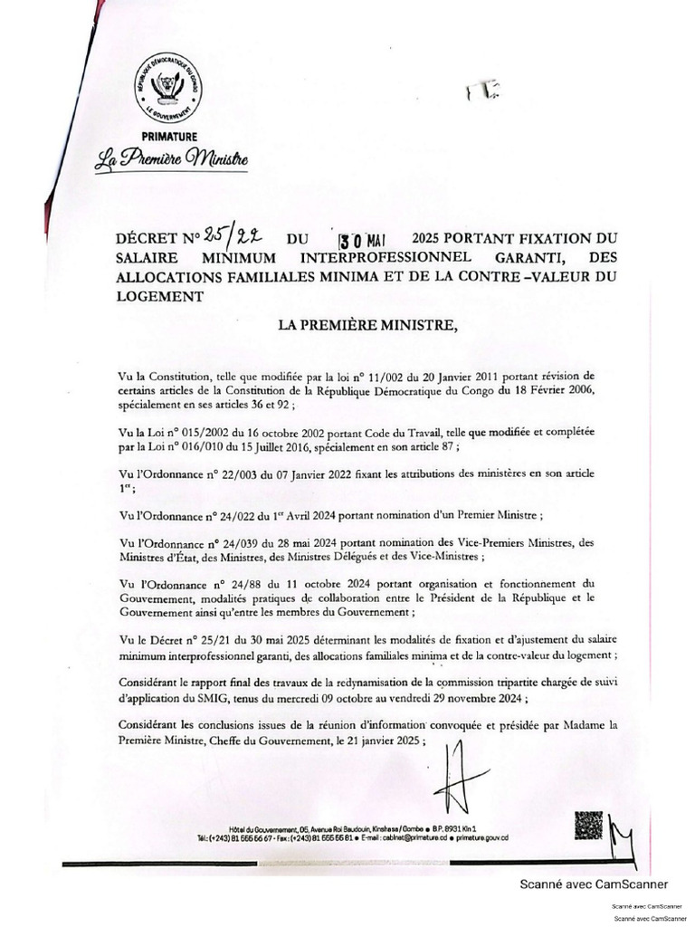 Décret SMIG 2025 | PDF