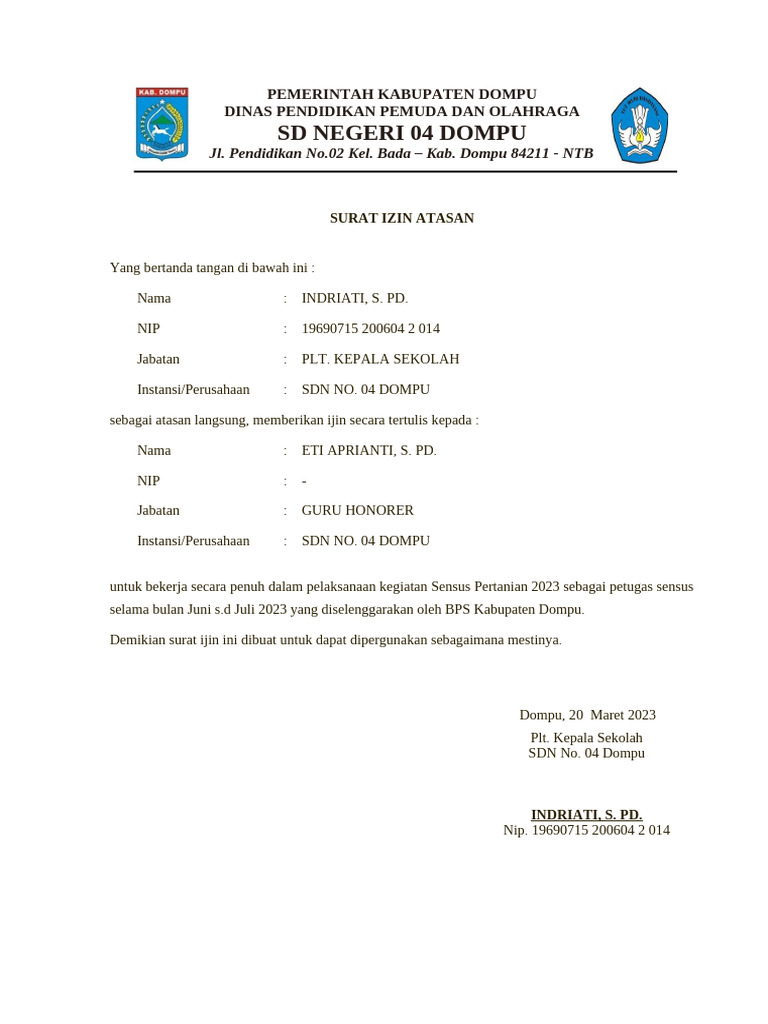 Surat Ijin Atasan | PDF