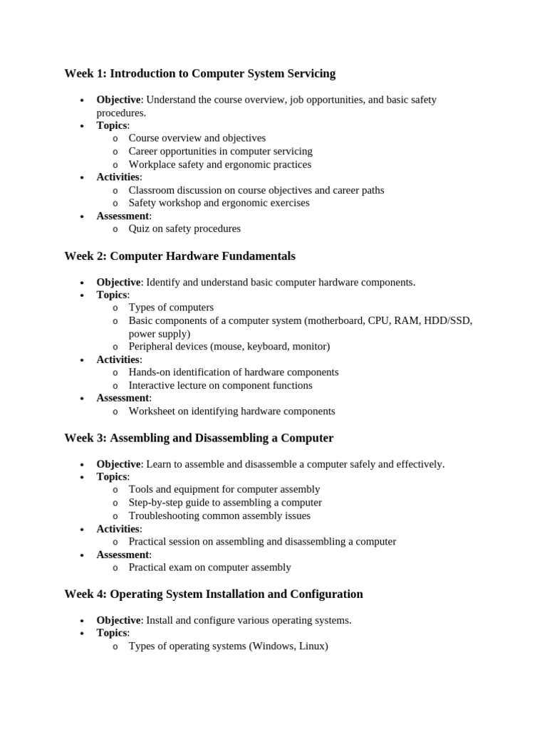 Lesson Plan Week1-Week8 | PDF | Operating System | Computer Network