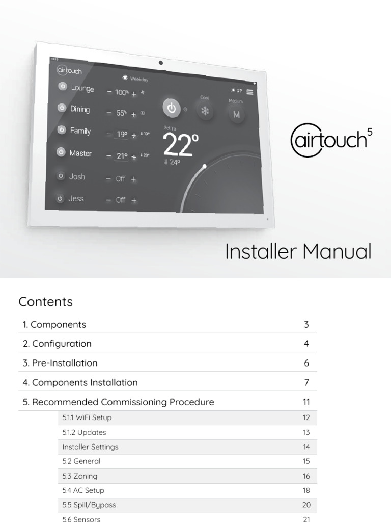 AirTouch 5 Installer Manual | PDF | Wi Fi | Duct (Flow)