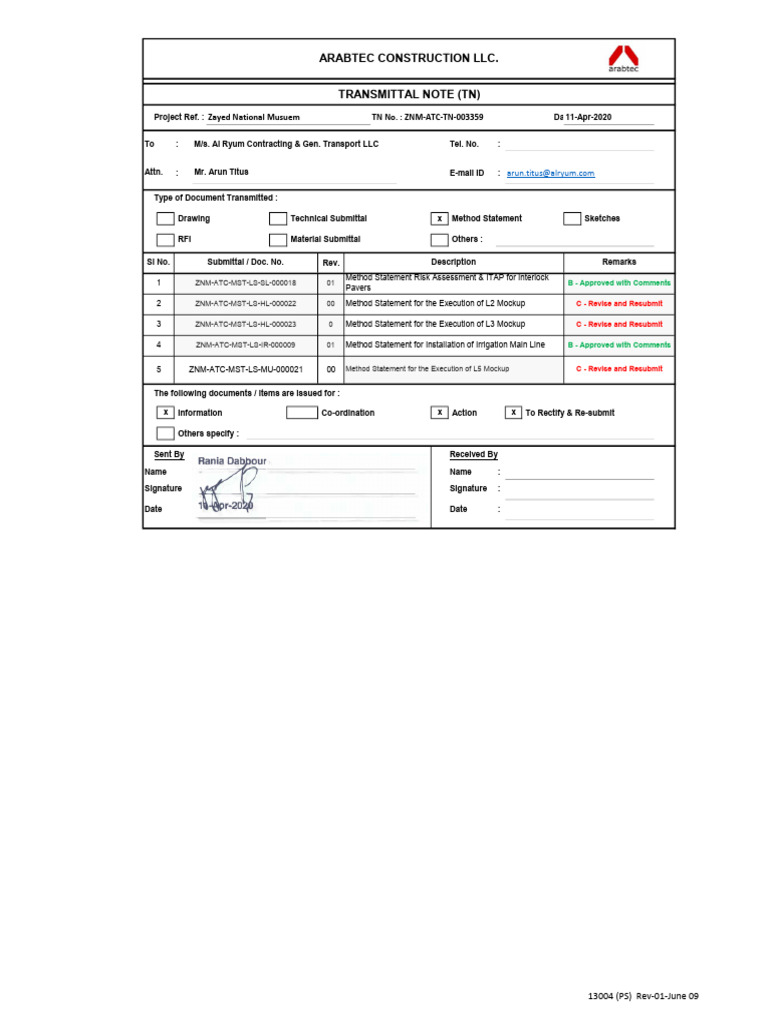 ZNM Atc MST Ls SL 000018 01r - B Interlock Pavers ZNM Atc TN 003359 | PDF