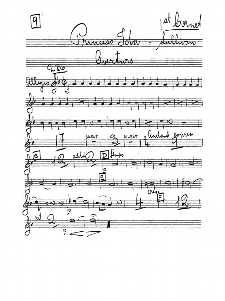 Sullivan - Princess Ida Parts - IMSLP812693-PMLP145725-Sullivan Princess Ida - Cornet 1 (Bb,A) | PDF