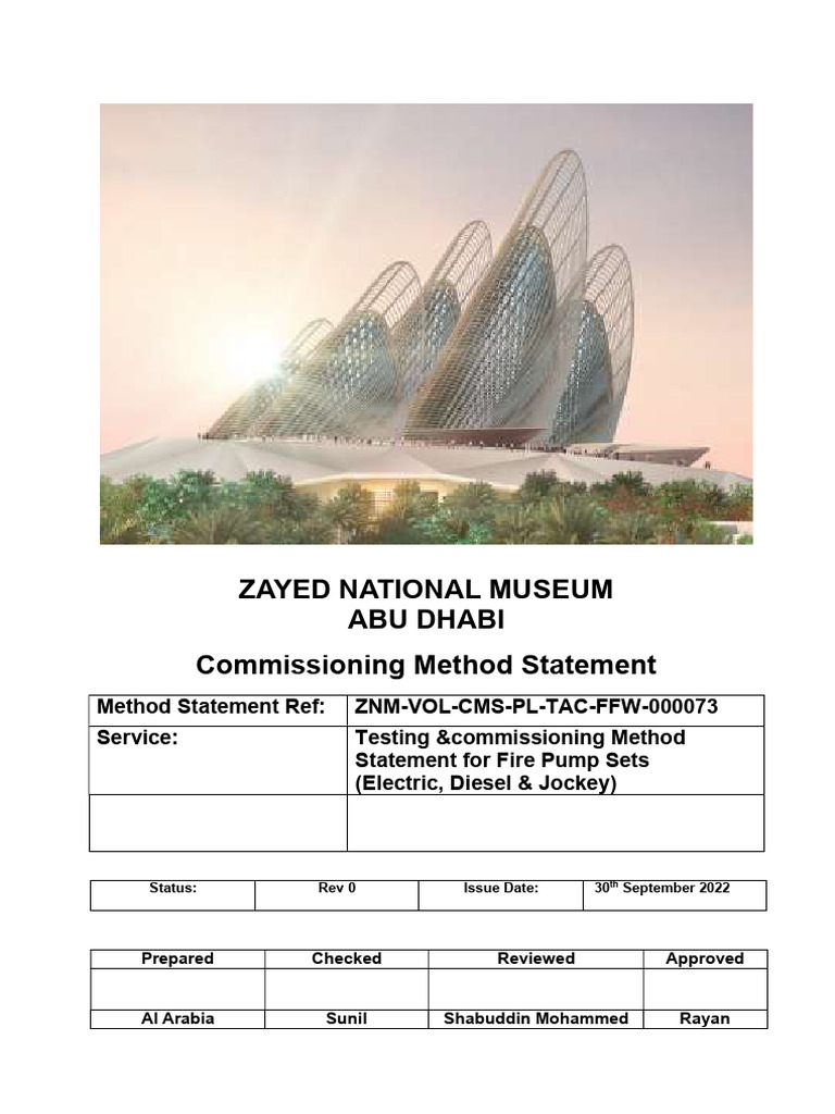 Fire Pump Commissioning Method Statement | PDF | Pump | Valve