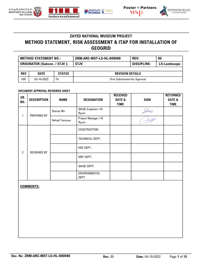 Method Statement For Installation of Geogrid | PDF | Risk Assessment | Risk