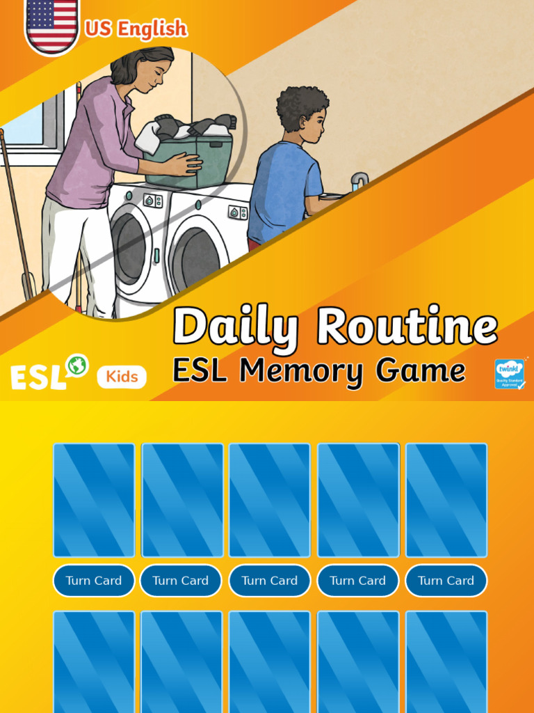 T 1732820987 Esl Daily Routine Memory Game Us English Kids A1 Ver 1 | PDF