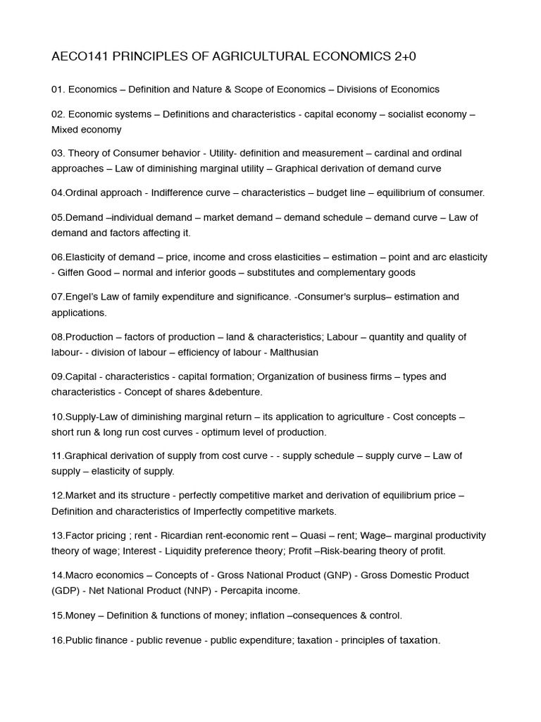 Principles of Agricultural Economics | PDF | Utility | Economics