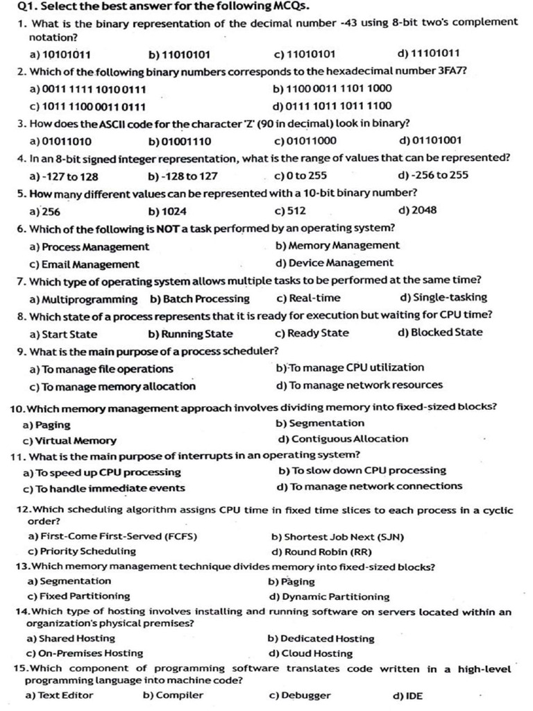 Computer Science Chapter No.01 MCQs | PDF