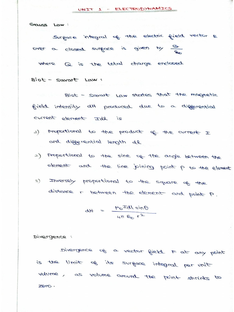 Unit 1 - Electrodynamics | PDF