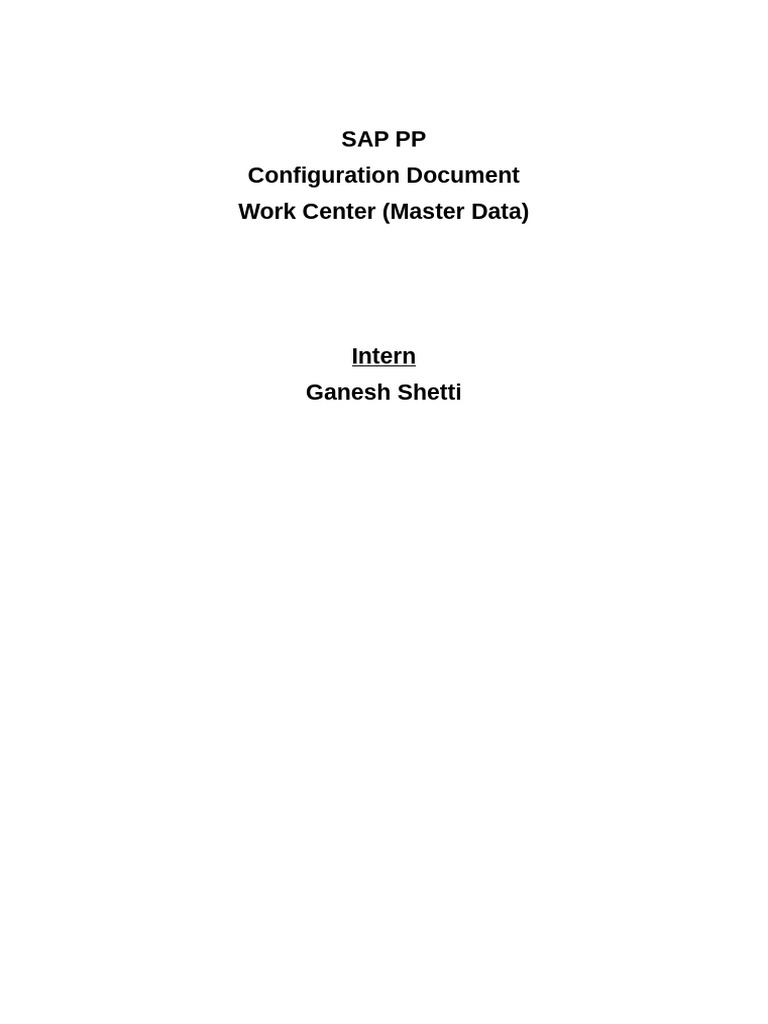SAP PP Work Center Configuration Guide | PDF | Computing | Computer Science