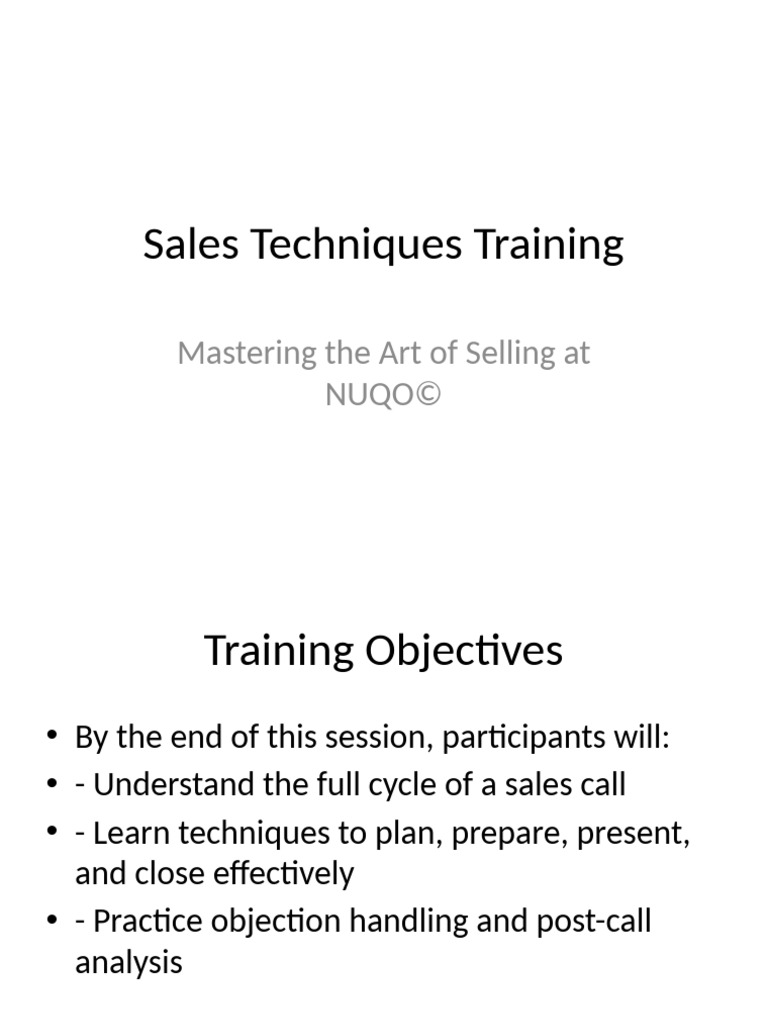 Sales Techniques Training Guide | PDF | Sales | Human Communication