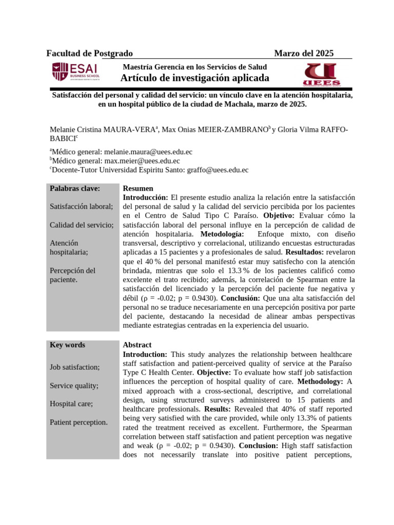 TFT Maura Vera Meier Zambrano | PDF | Metodología de encuesta | Salario