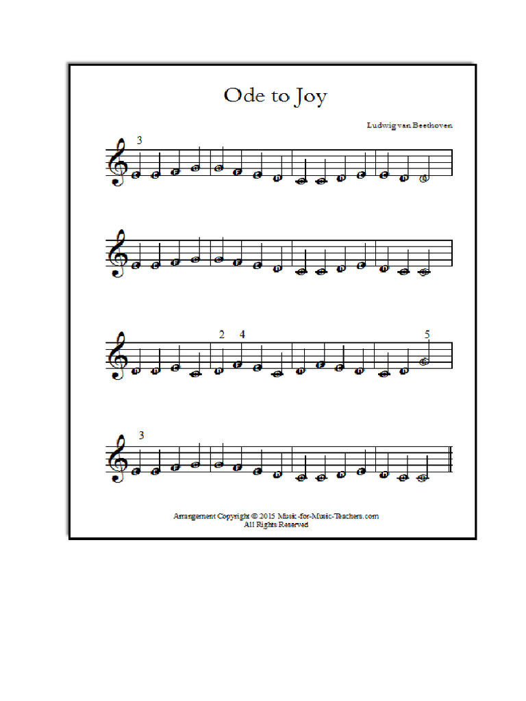 Ode To Joy For Recorder Flute | PDF
