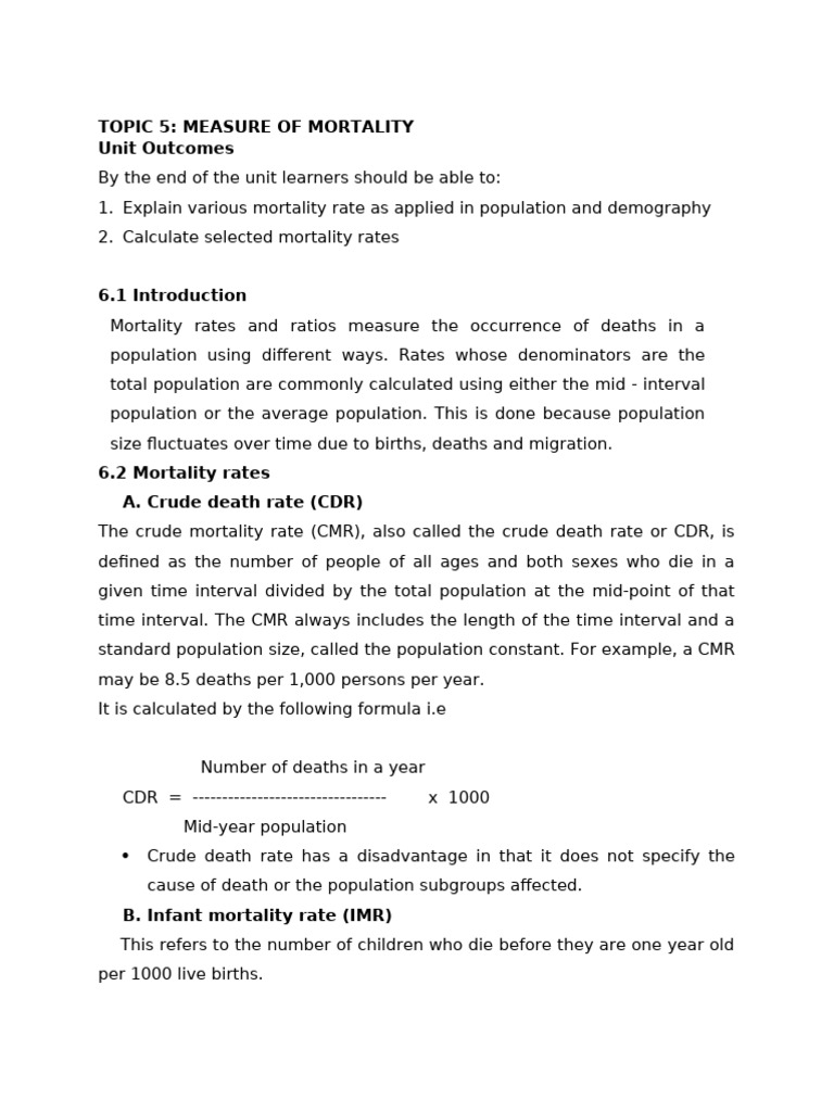 Understanding Mortality Rates | PDF | Mortality Rate | Maternal Death