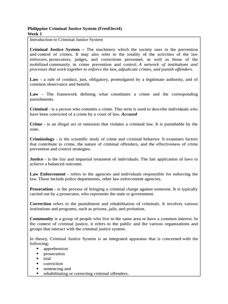 Overview of Philippine Criminal Justice System | PDF | Crimes | Crime ...