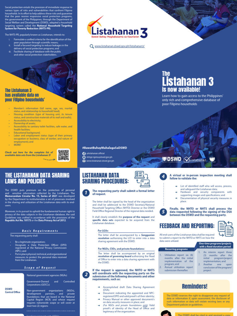 Philippines Listahanan 3 Data Access Guide | PDF | Privacy