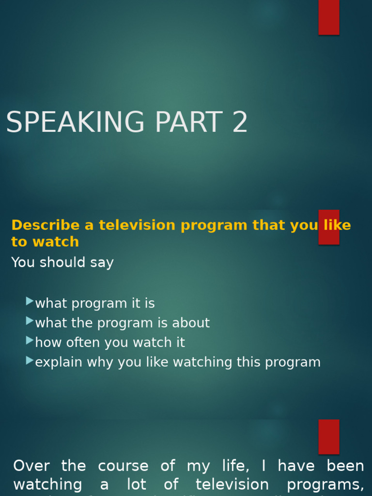 TV Show - Speaking Part 2 | PDF