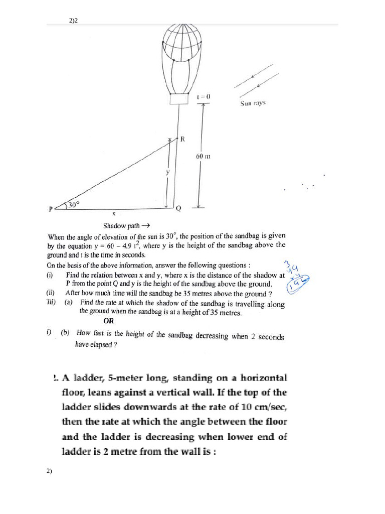 Application of Derivative Questions Pyq | PDF