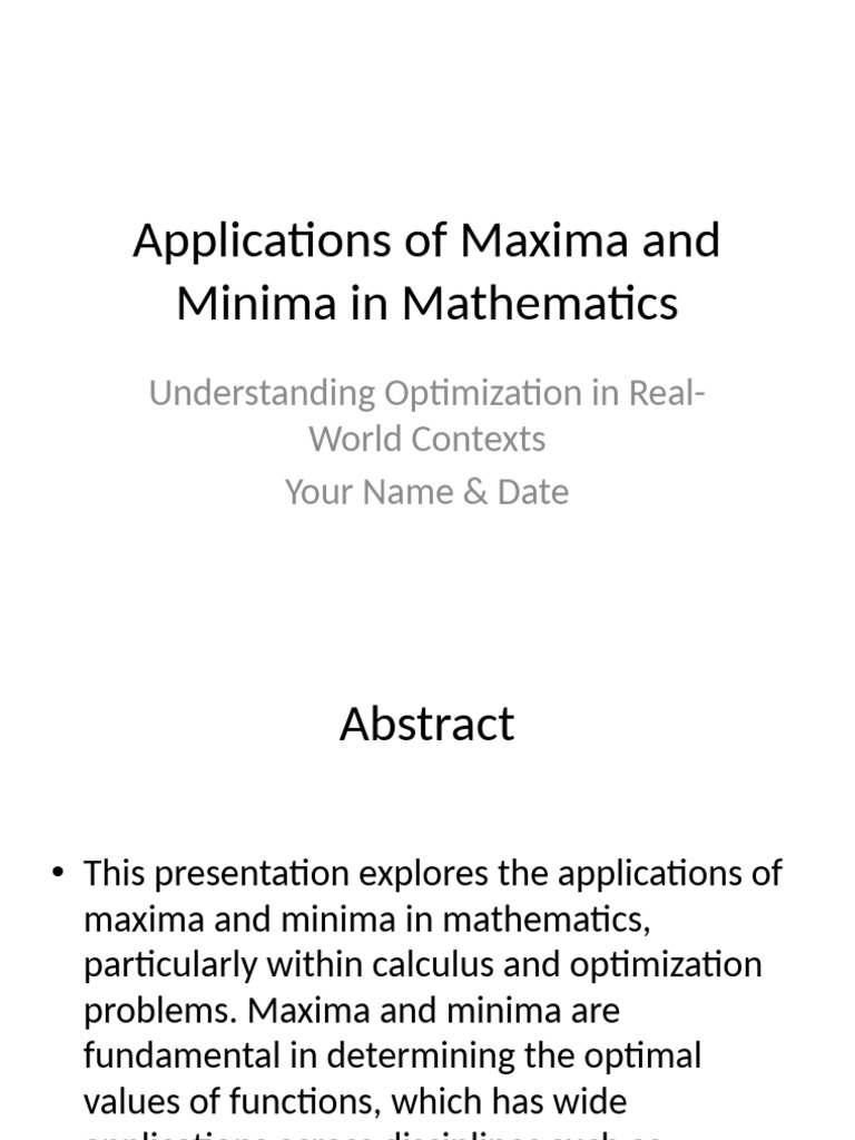 Applications of Maxima Minima | PDF