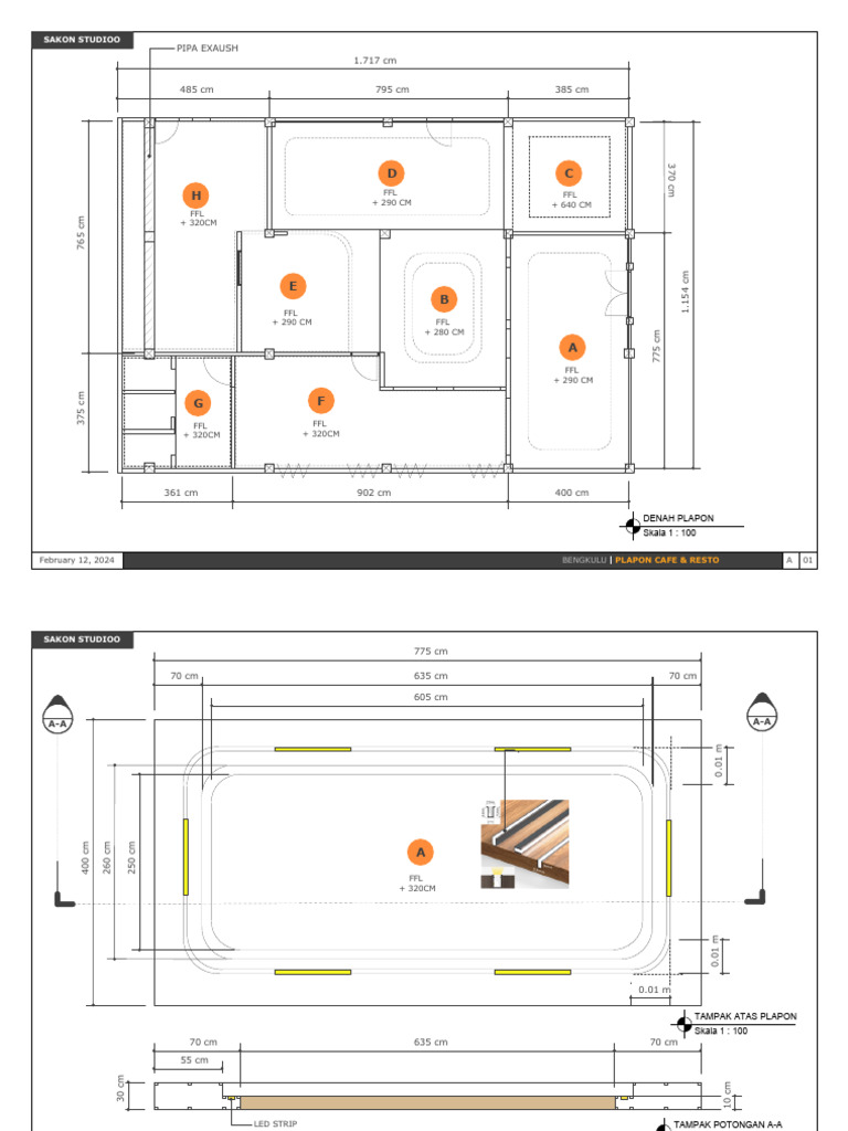 Plafon Design Plans for Plapon Cafe | PDF