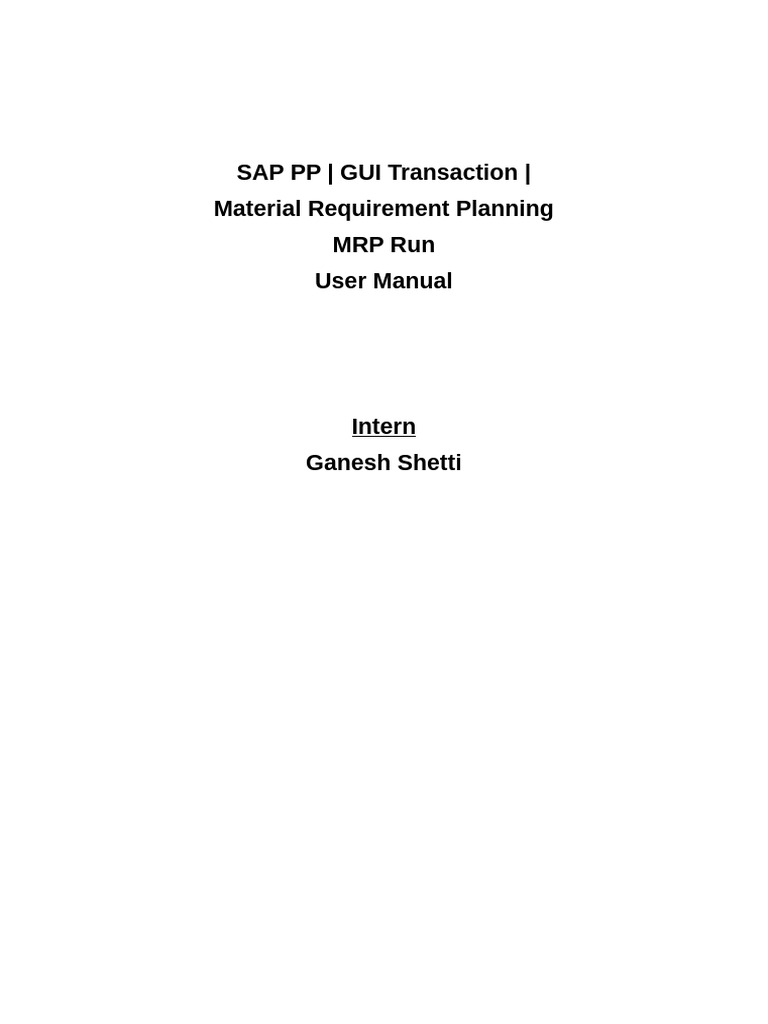 20.1 Sap PP Gui Transaction MRP Run | PDF | System Software | Computing