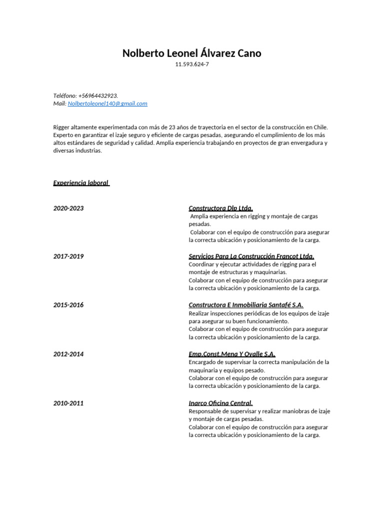 CV Nolberto Leonel Álvarez Cano | PDF