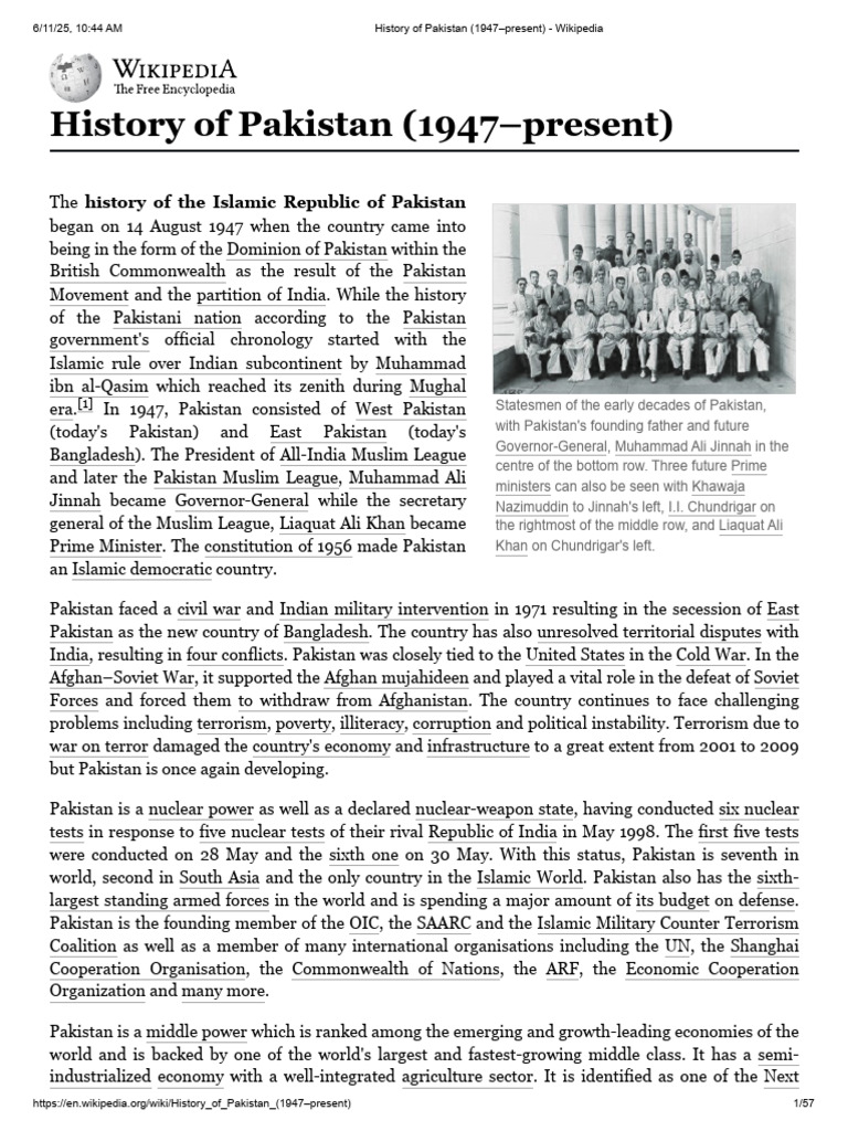 History of Pakistan (1947–Present) - Wikipedia | PDF | Zulfikar Ali ...