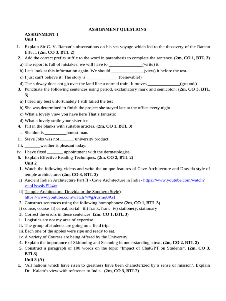24-25, Sem 2, Eng Assignment Questions | PDF | English Language | Linguistics