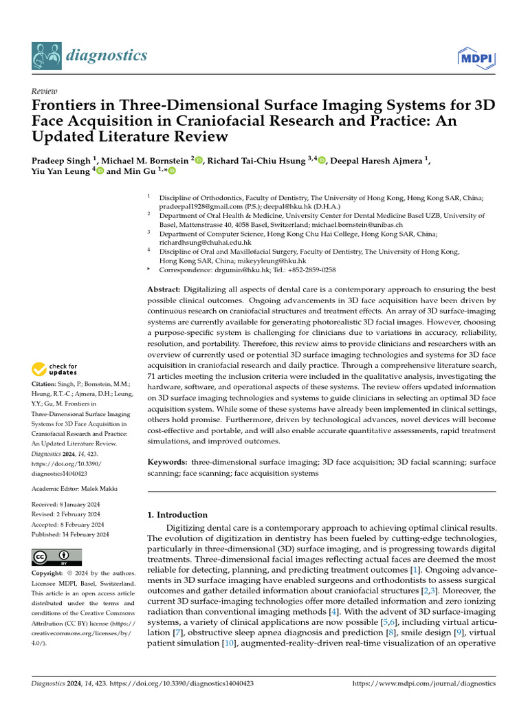 3D Face Imaging in Craniofacial Research | PDF | Ct Scan | 3 D Computer ...