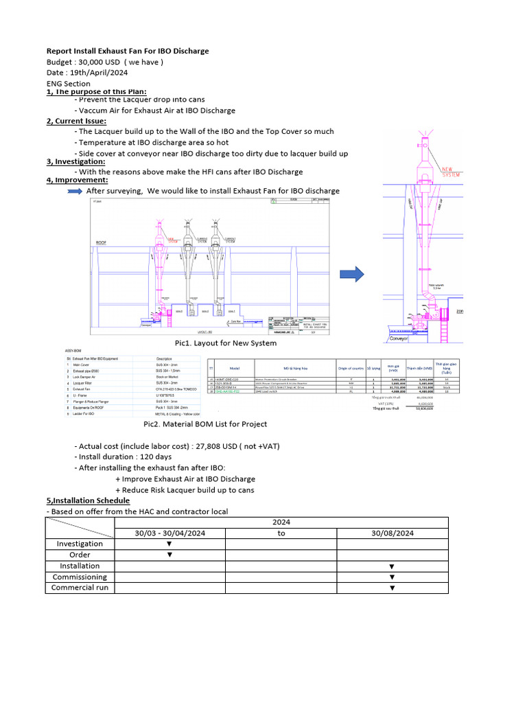 Exhaust Fan Installation for IBO Discharge | PDF