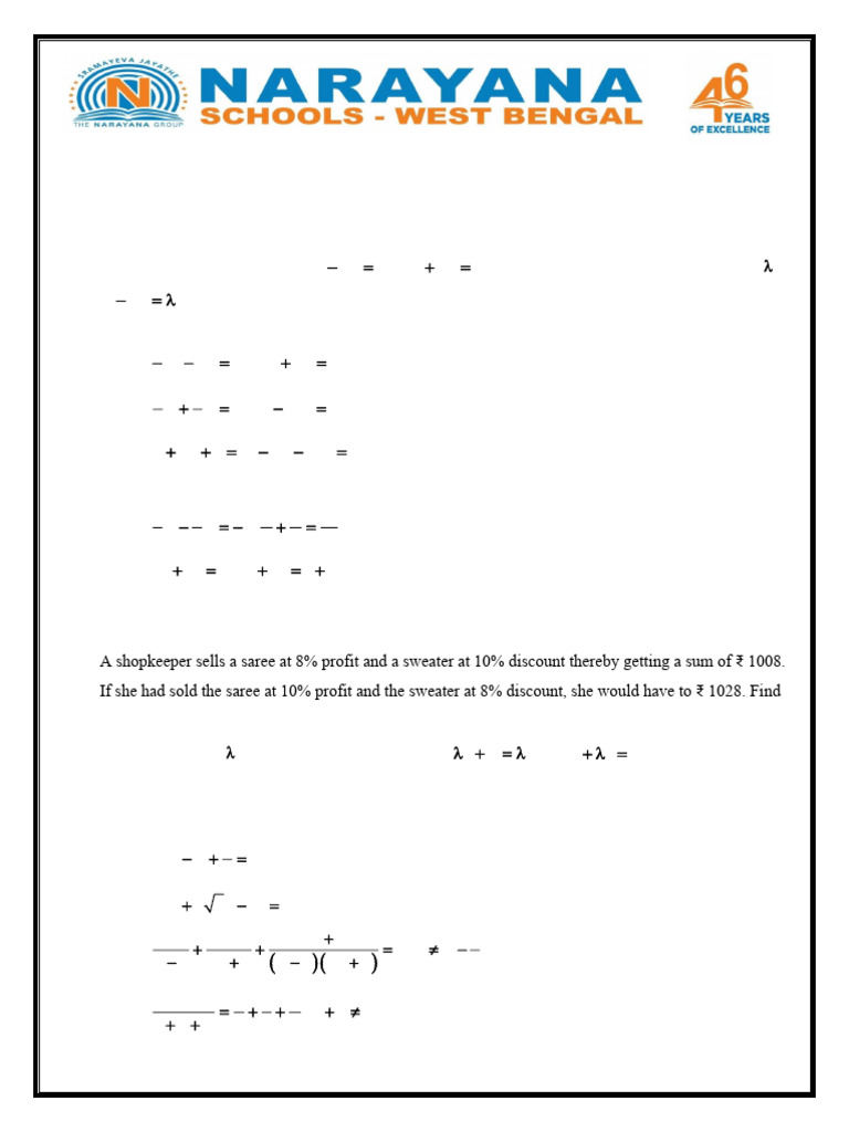 Holiday Assignment Maths X | PDF | Equations | Quadratic Equation
