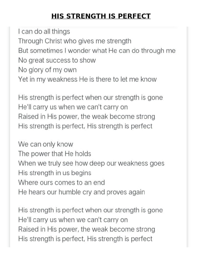 His Strength Is Perfect | PDF