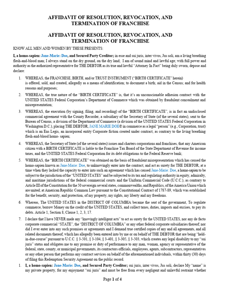 07 Affidavit of Resolution Revocation and Termination of Franchise ...