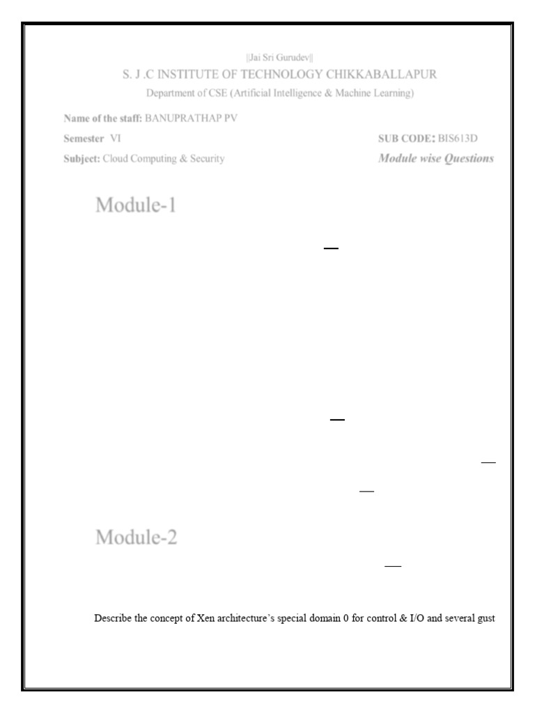 CC - Module Wise Questions & Model Questiopn Paper | PDF | Cloud Computing | Virtual Machine