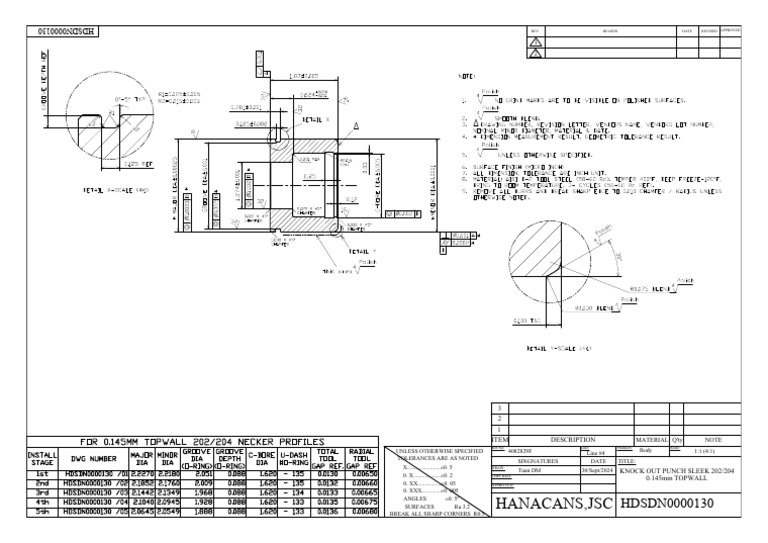HDSDN0000130 KOP Drawing Sleek 202-204 Coil 0.240mm Line 4-Model | PDF