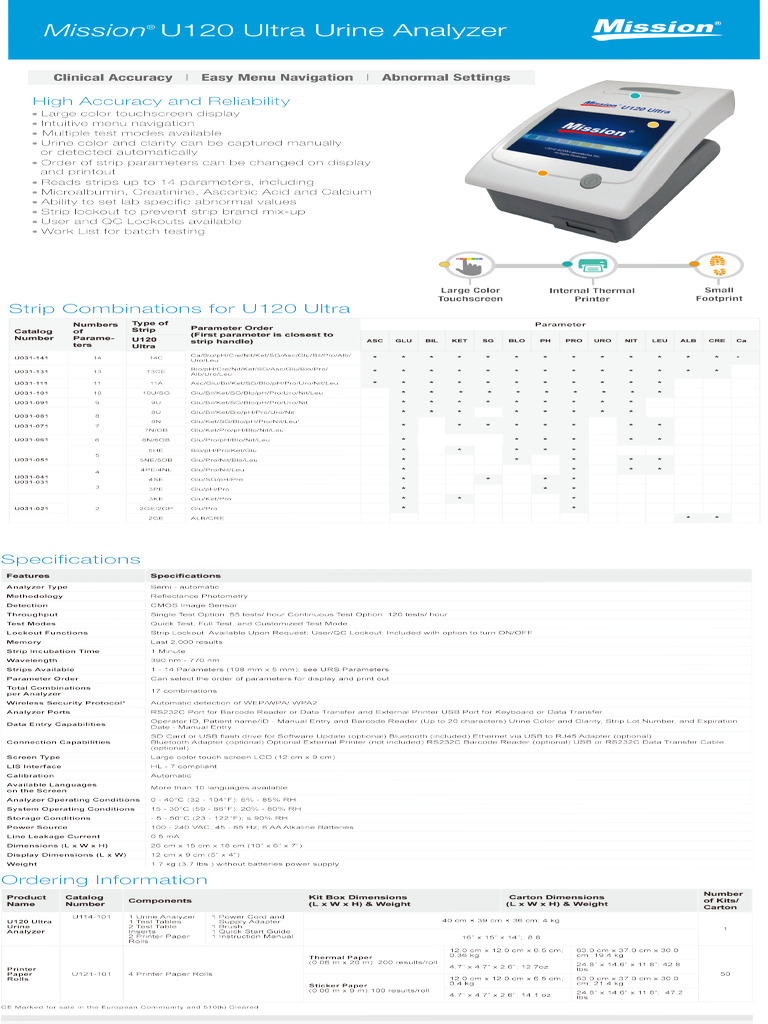 ACCON Mission® U120 Ultra Urine Analyzer | PDF
