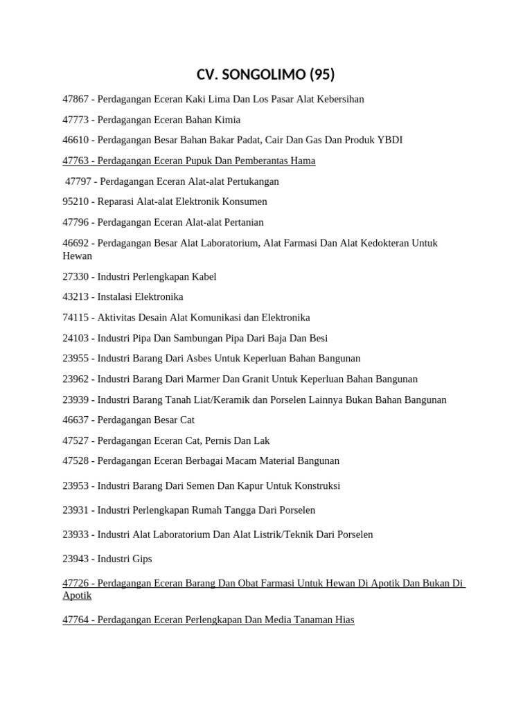 CV Baru Nib List | PDF